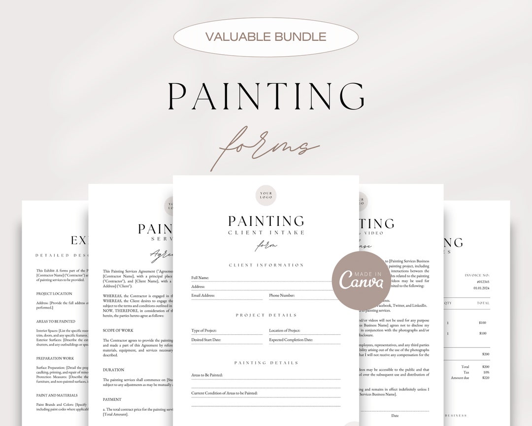 Painting Services Contract Bundle, Client Intake Form, Agreement ...