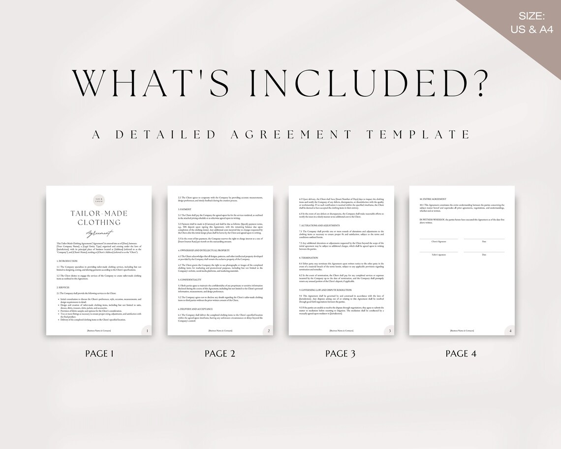 Professional Tailor Made Clothing Agreement, Custom Garment Contract ...