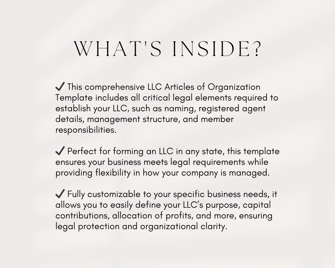 LLC Articles of Organization Template, Professional LLC Registration ...