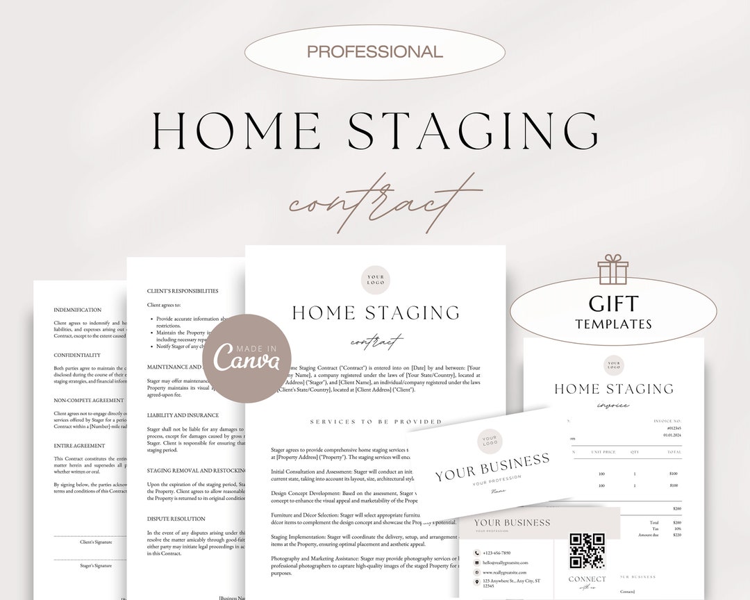 Home Staging Contract, Staging Services Arrangement, Editable Staging ...