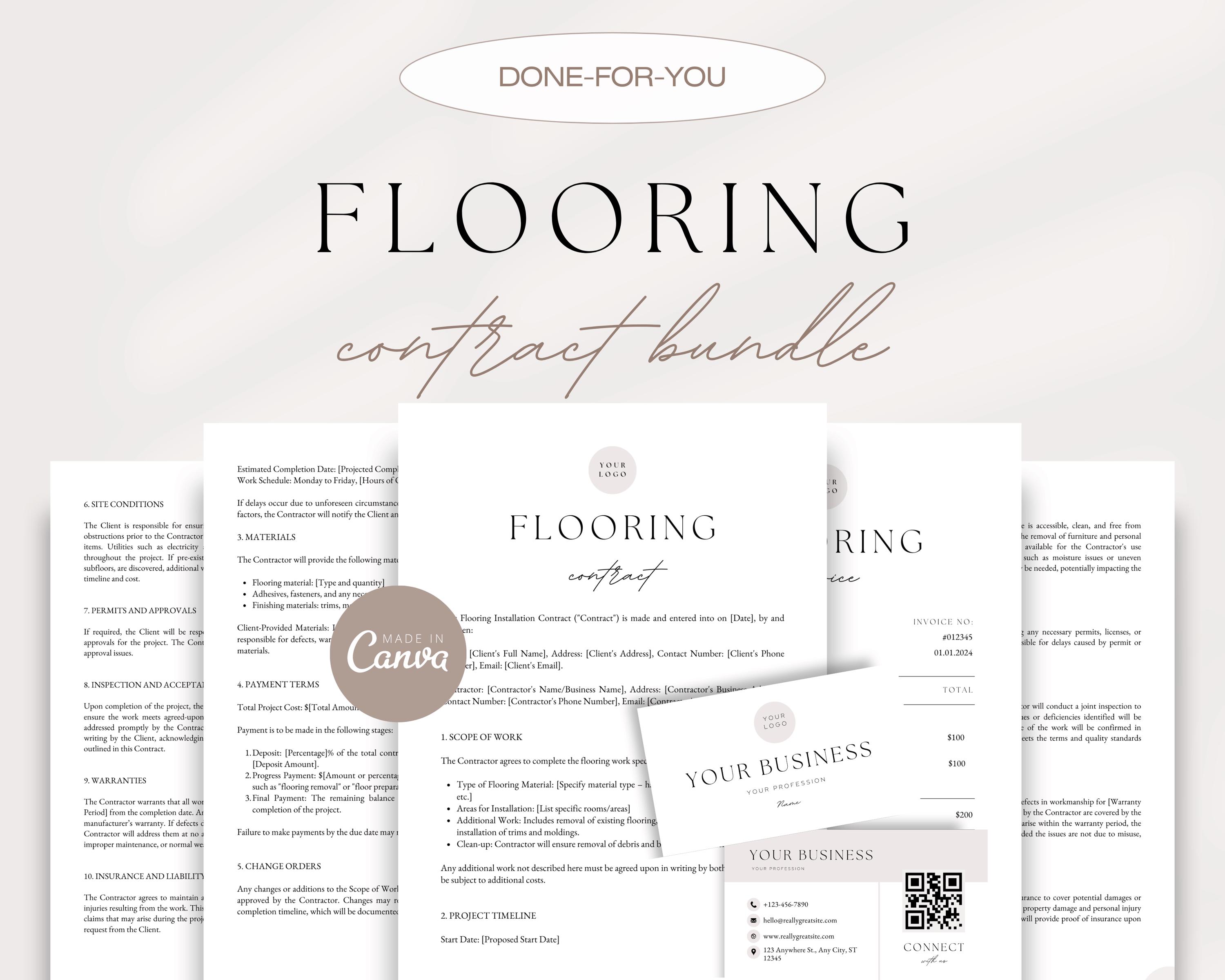 Flooring Contract Template Bundle, Flooring Installation Agreement ...