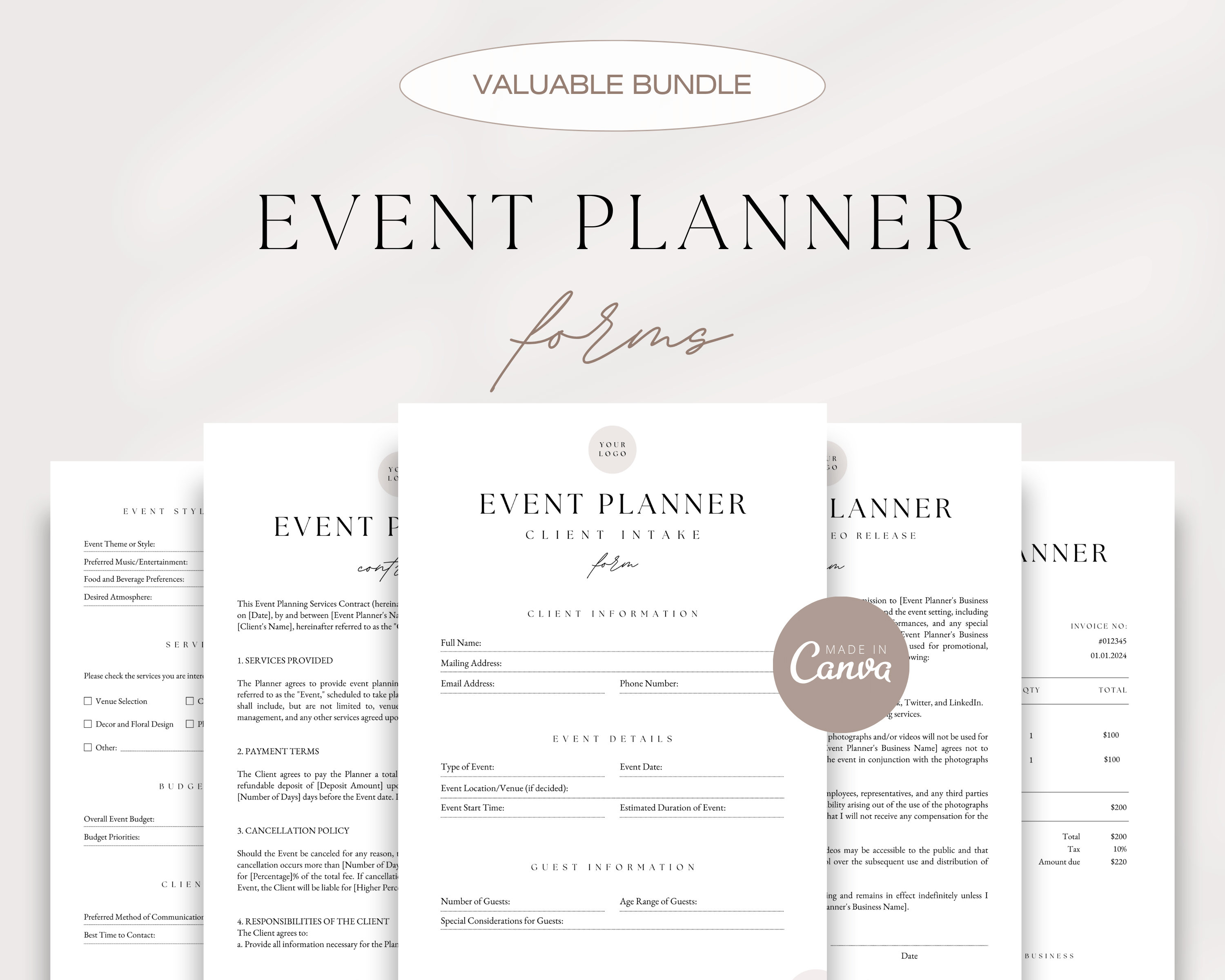 Event Planner Contract Bundle, Event Coordinator Services Agreement ...