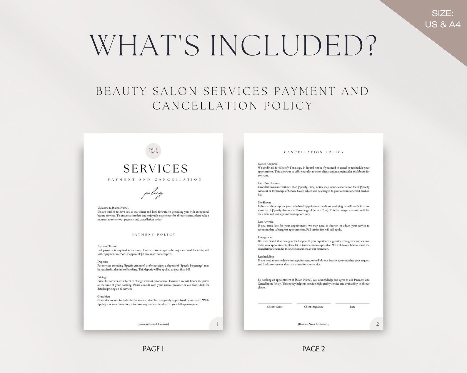 Editable Cancellation Policy Form, Payment and Cancellation Policy ...