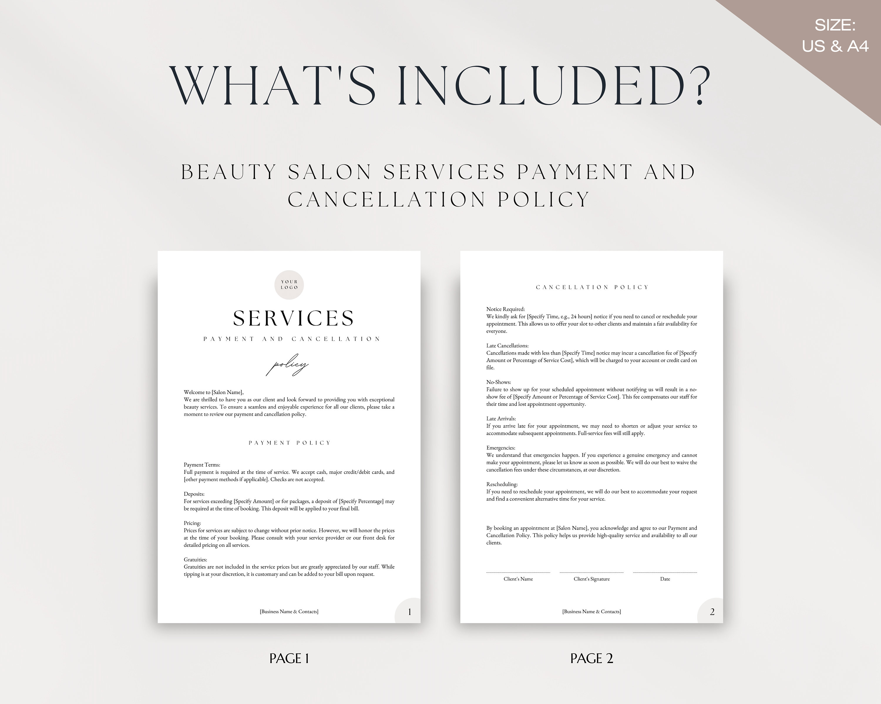 Editable Cancellation Policy Form, Payment and Cancellation Policy ...