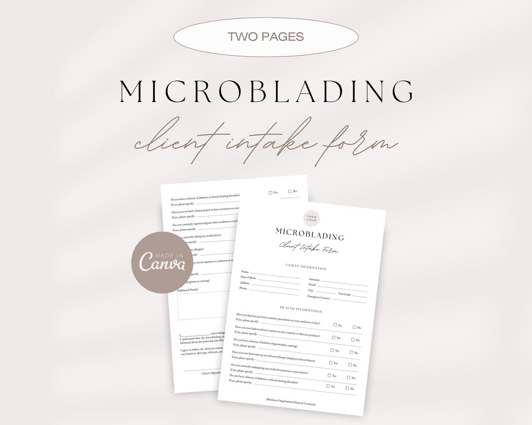 Editable Microblading Client Intake Form, Permanent Make-up Client ...