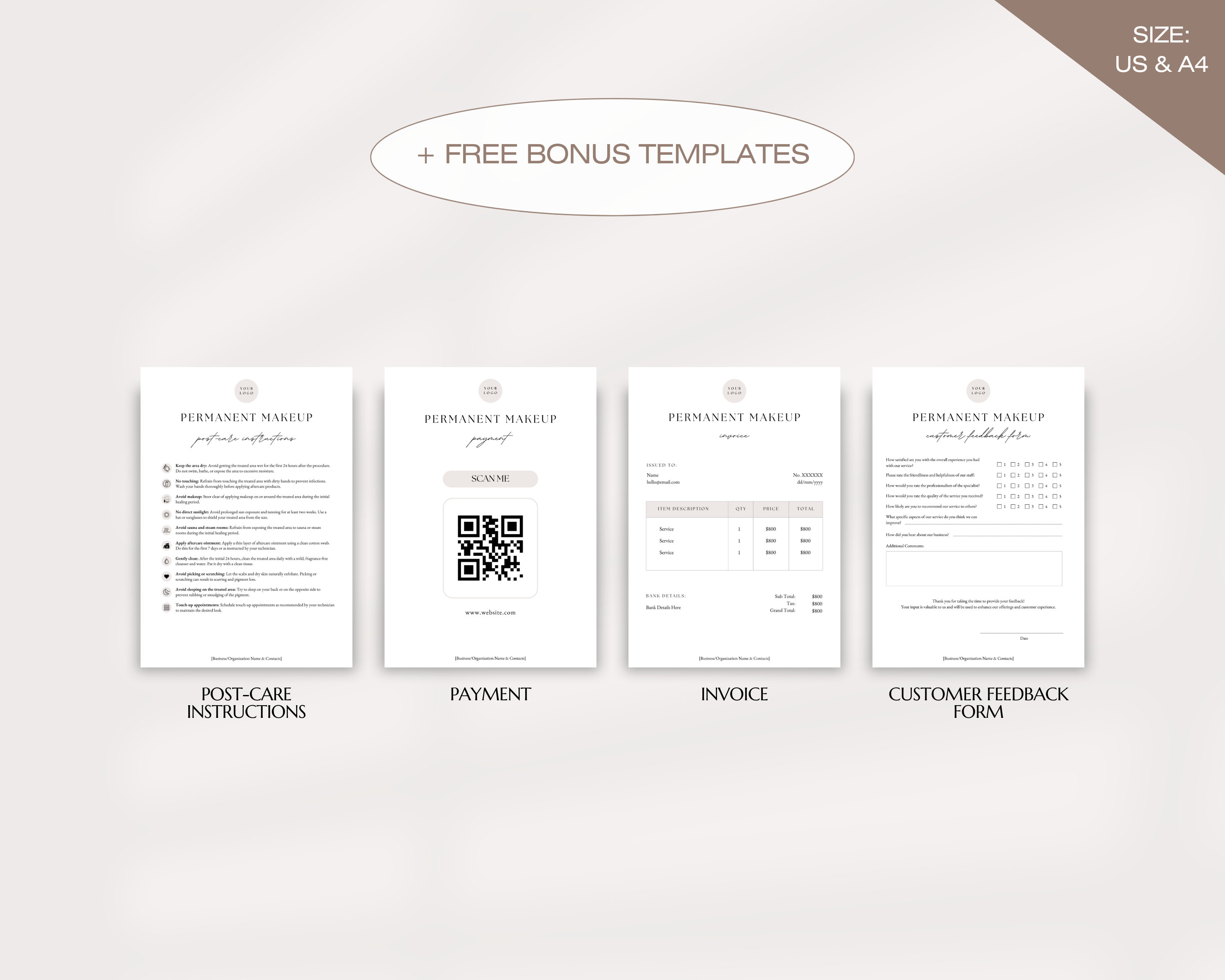 Permanent Makeup Forms Bundle, Printable PMU Consultation Forms, PMU ...