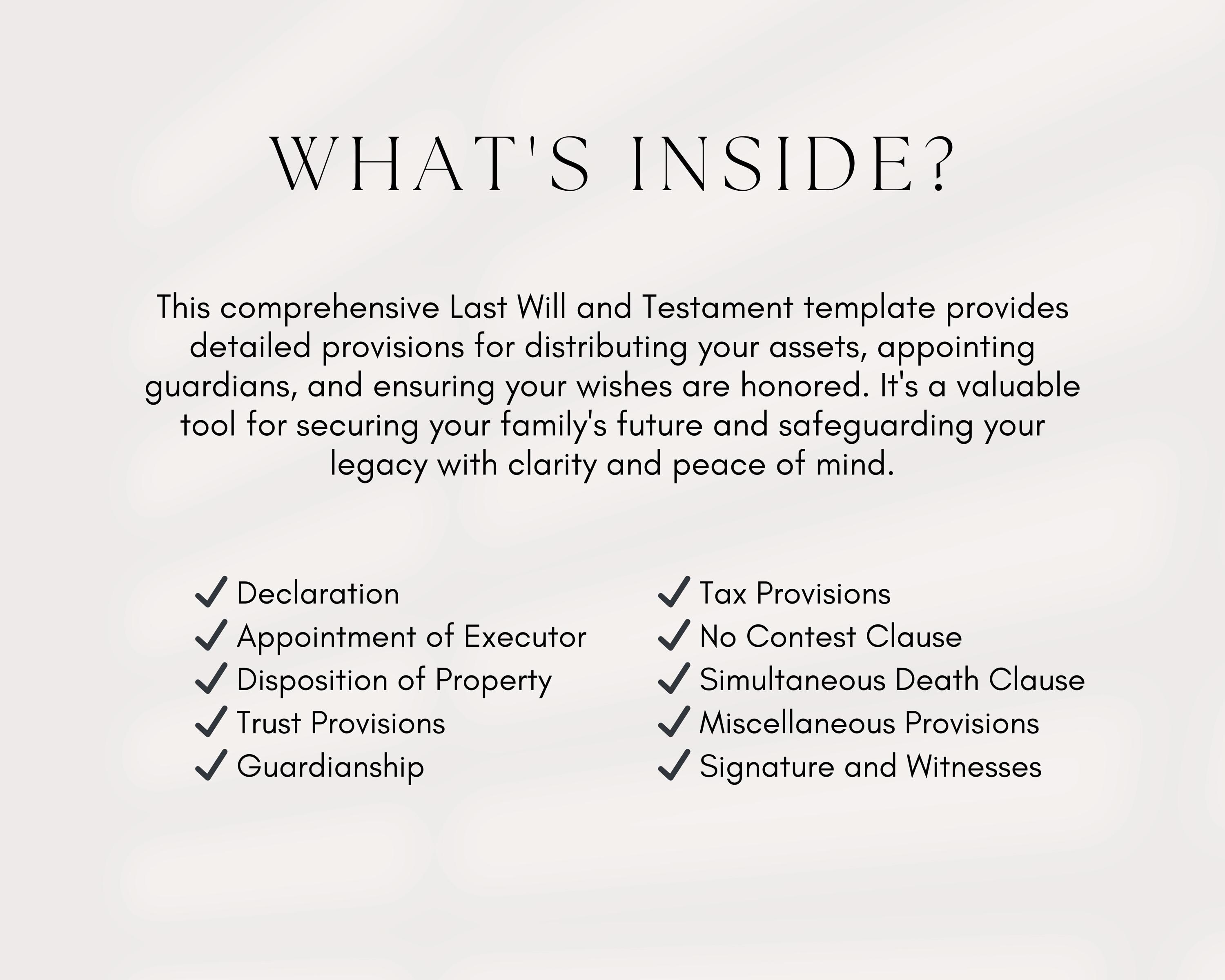 Last Will and Testament Template, DIY Last Will Template, Customizable ...