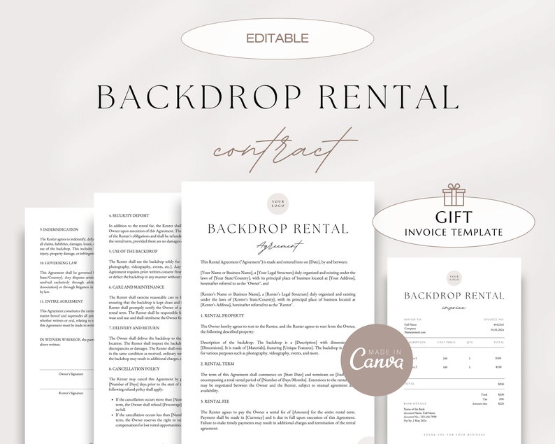 Professional Backdrop Rental Agreement, Backdrop Lease Agreement ...