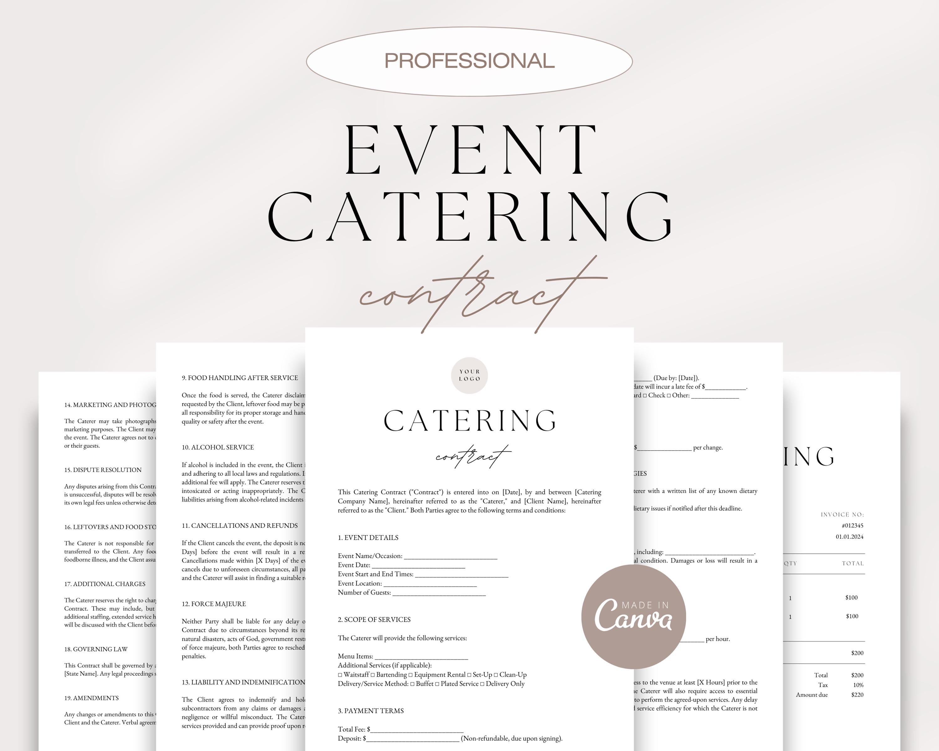 Event Catering Contract Template, Catering Services Agreement, Food ...
