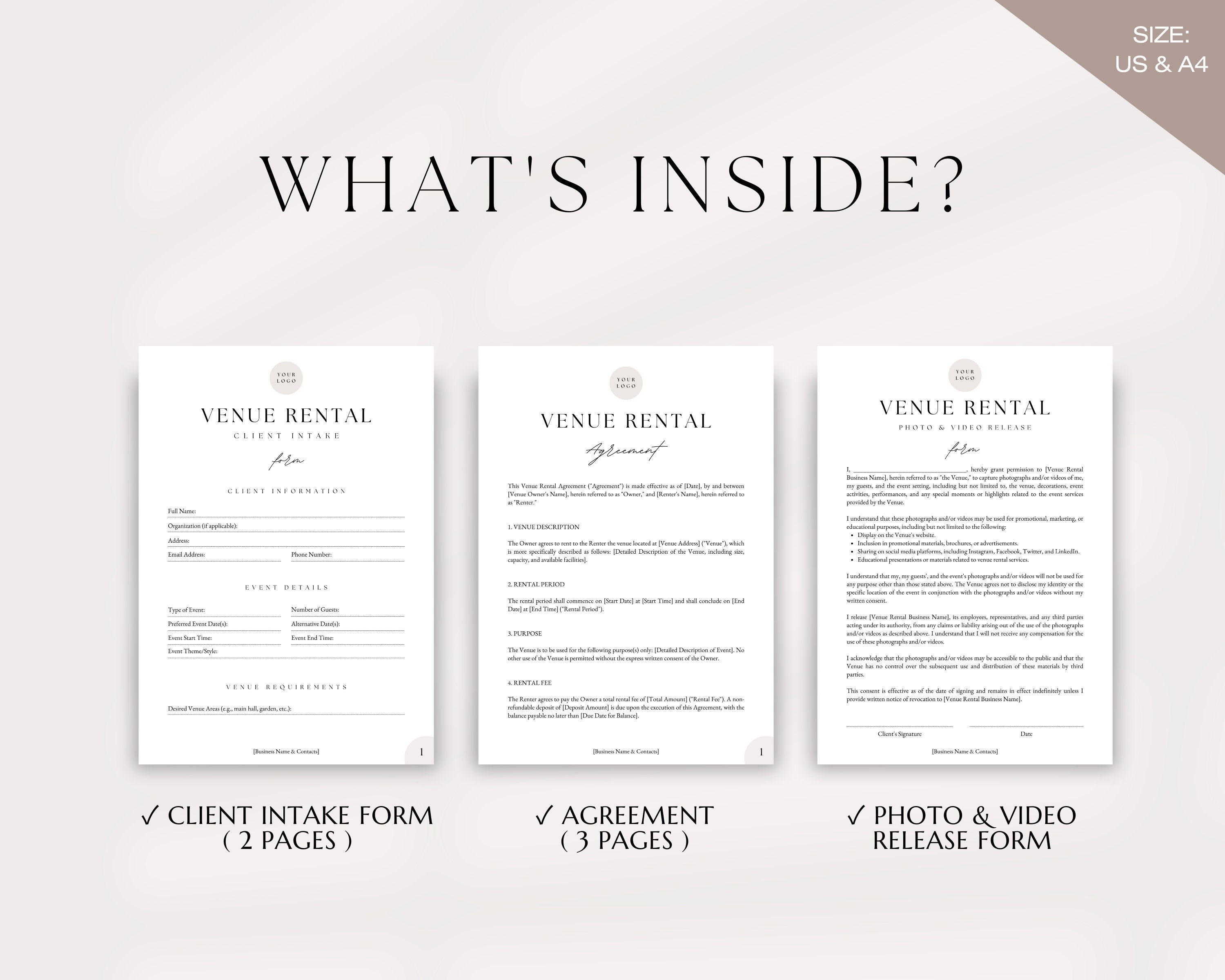 Venue Rental Forms Bundle, Venue Rental Contract, Wedding Venue Forms ...