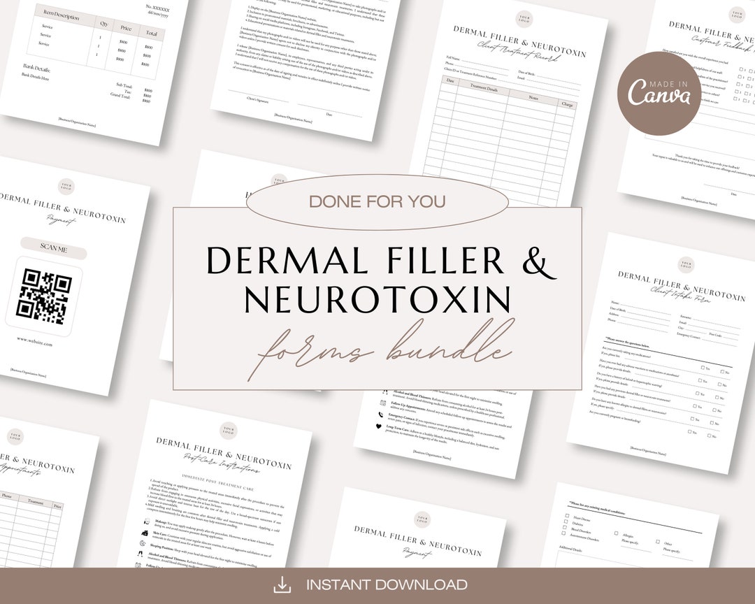 Dermal Filler & Neurotoxin Forms Bundle, Injection Cosmetology Business ...