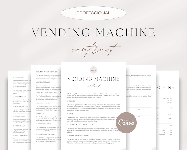 Professional Vending Machine Contract Template, Vending Machine ...