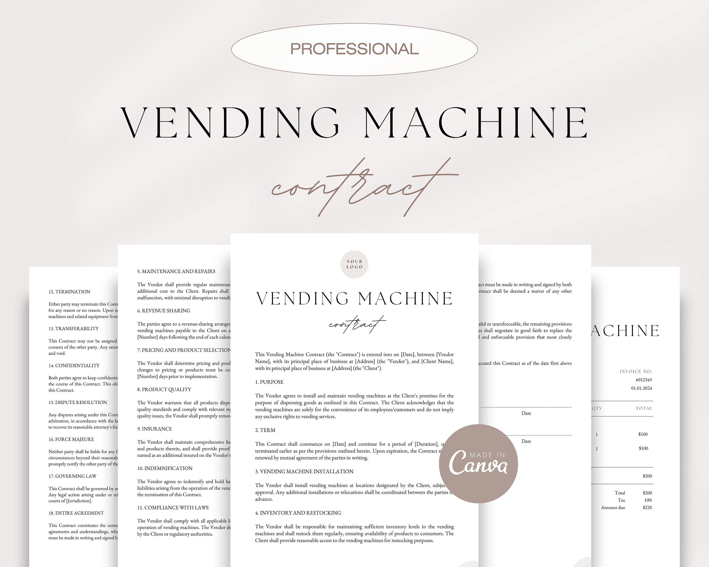 Professional Vending Machine Contract Template, Vending Machine ...