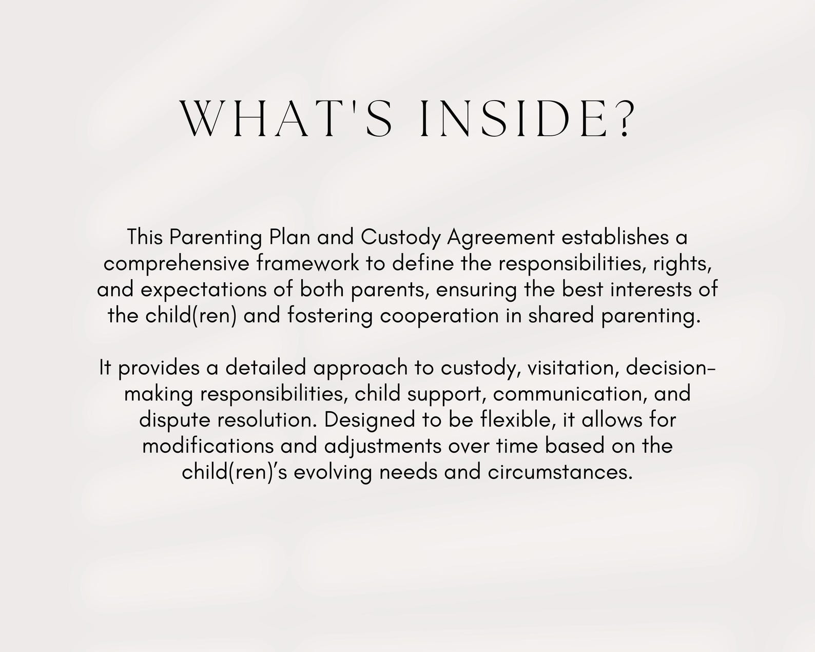 Editable Parenting Agreement, Child Custody and Visitation Agreement ...