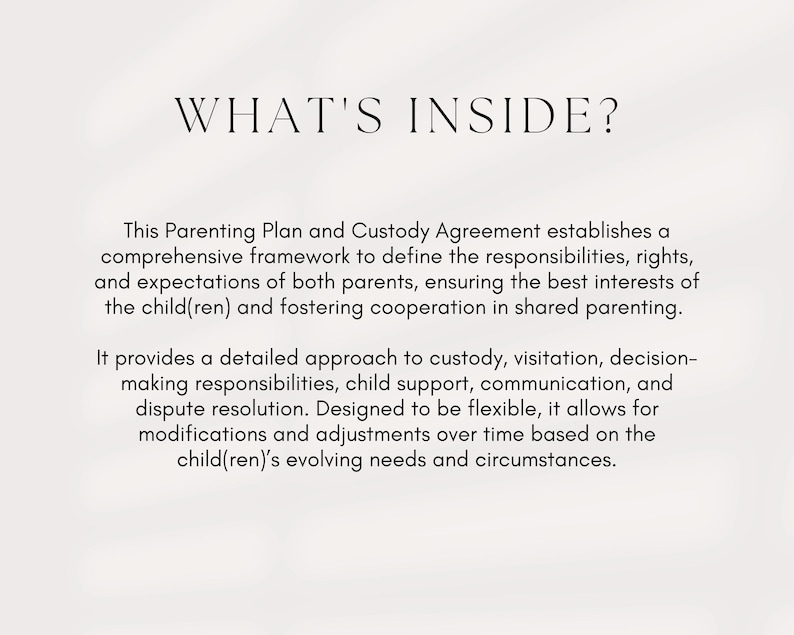 Editable Parenting Agreement, Child Custody and Visitation Agreement ...