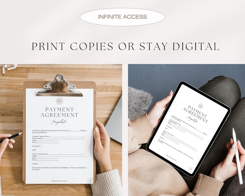 Payment Agreement Template, Client Payment Terms Contract, Invoice ...