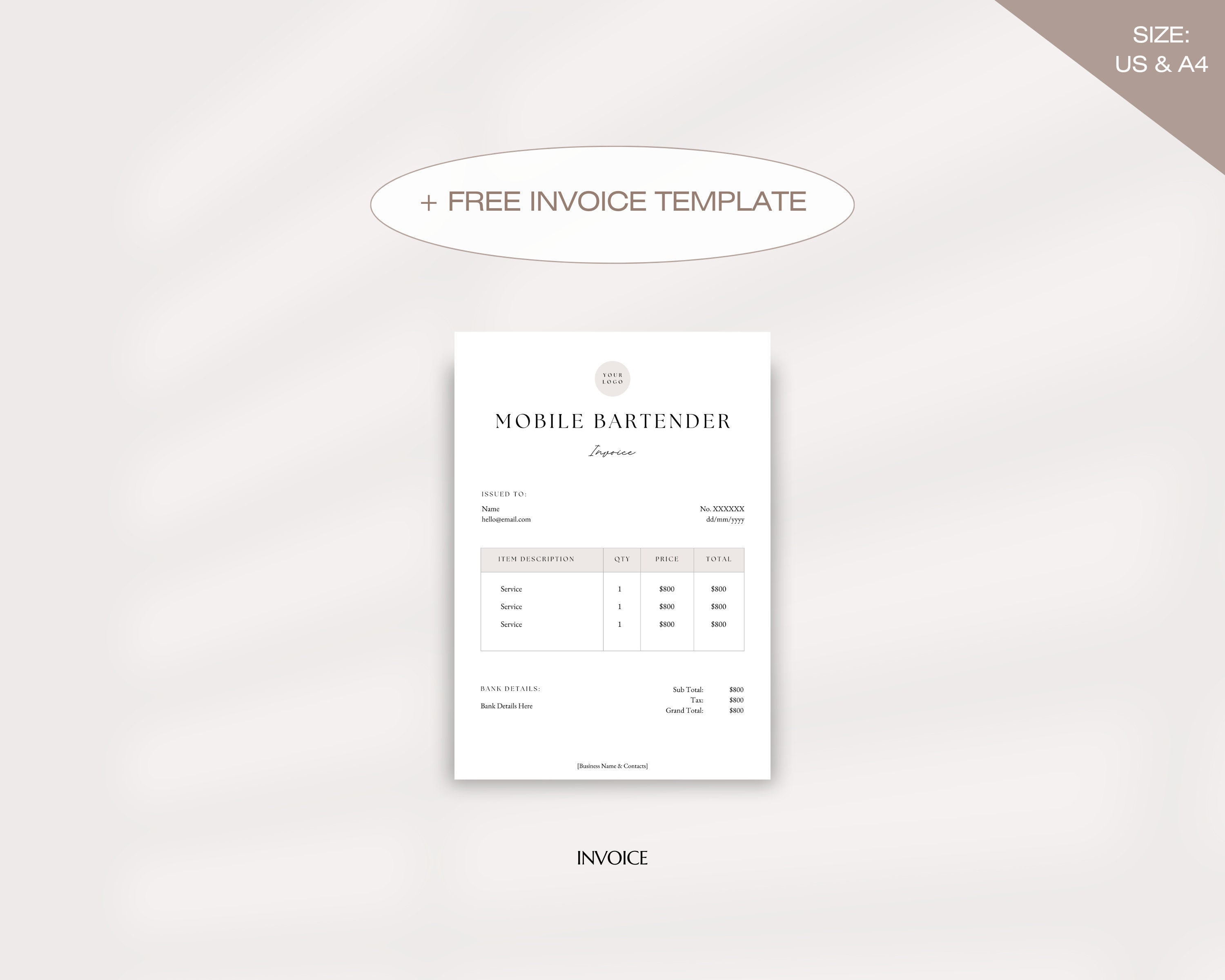 Mobile Bar Contract, Editable Bartender Service Agreement, Bartending ...