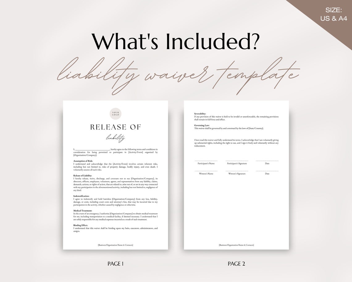 Liability Waiver Template, General Liability Form, Printable Waiver of ...