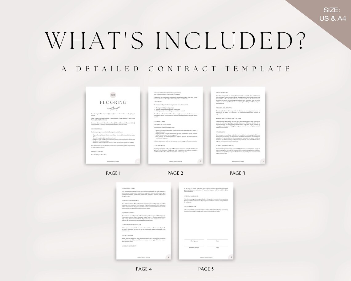 Flooring Contract Template Bundle, Flooring Installation Agreement ...