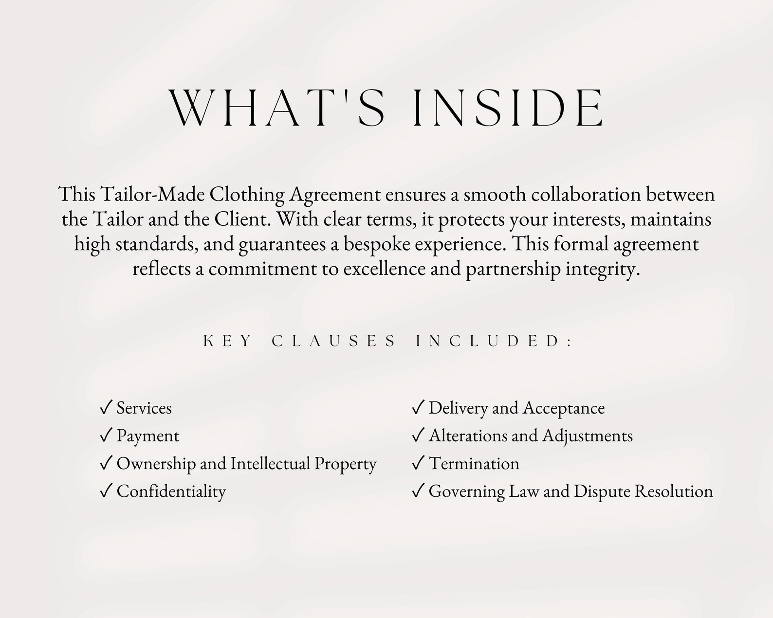 Professional Tailor Made Clothing Agreement, Custom Garment Contract ...