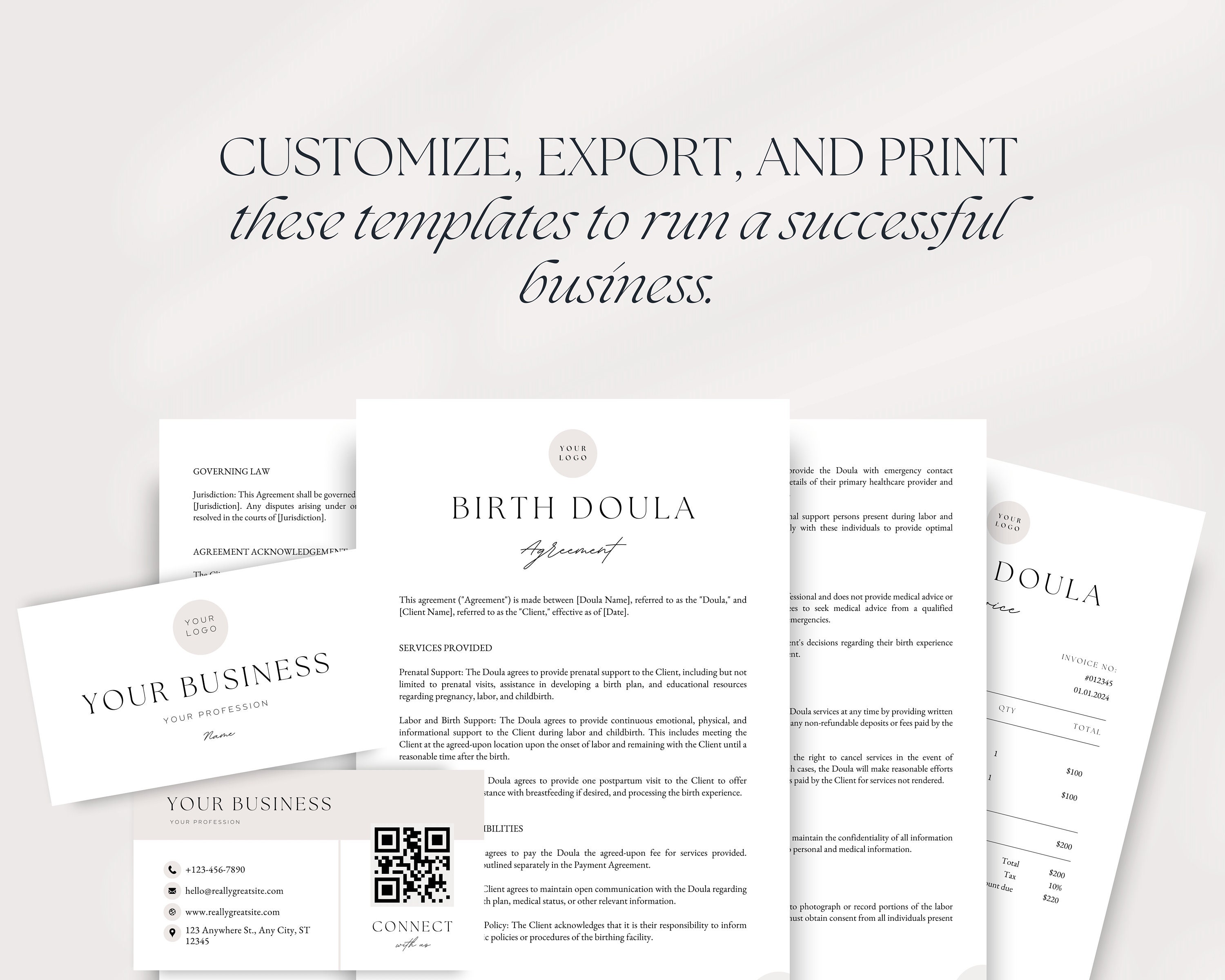 Birth Doula Contract, Doula Services Agreement, Labor and Delivery ...