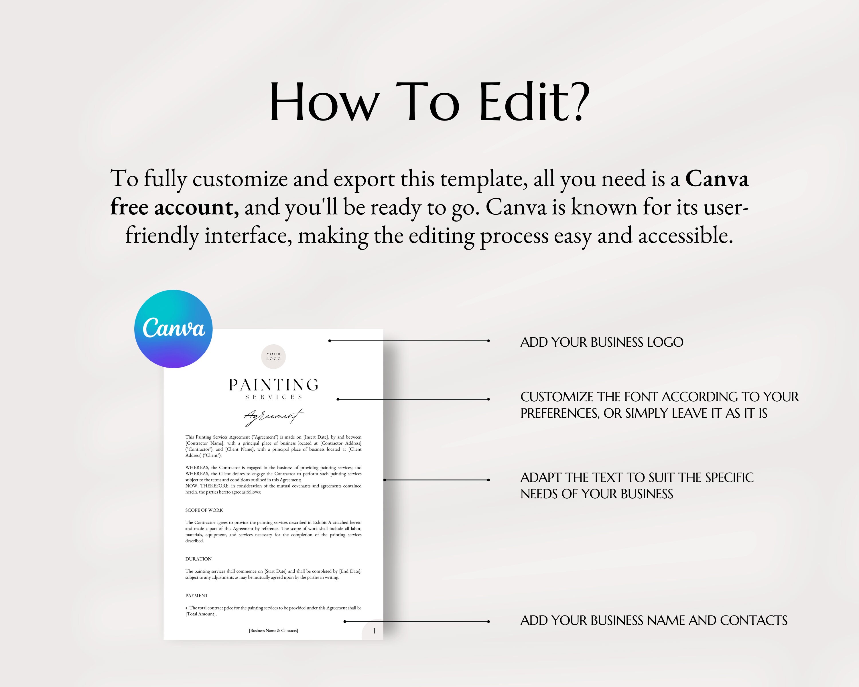 Painting Services Contract Bundle, Client Intake Form, Agreement ...