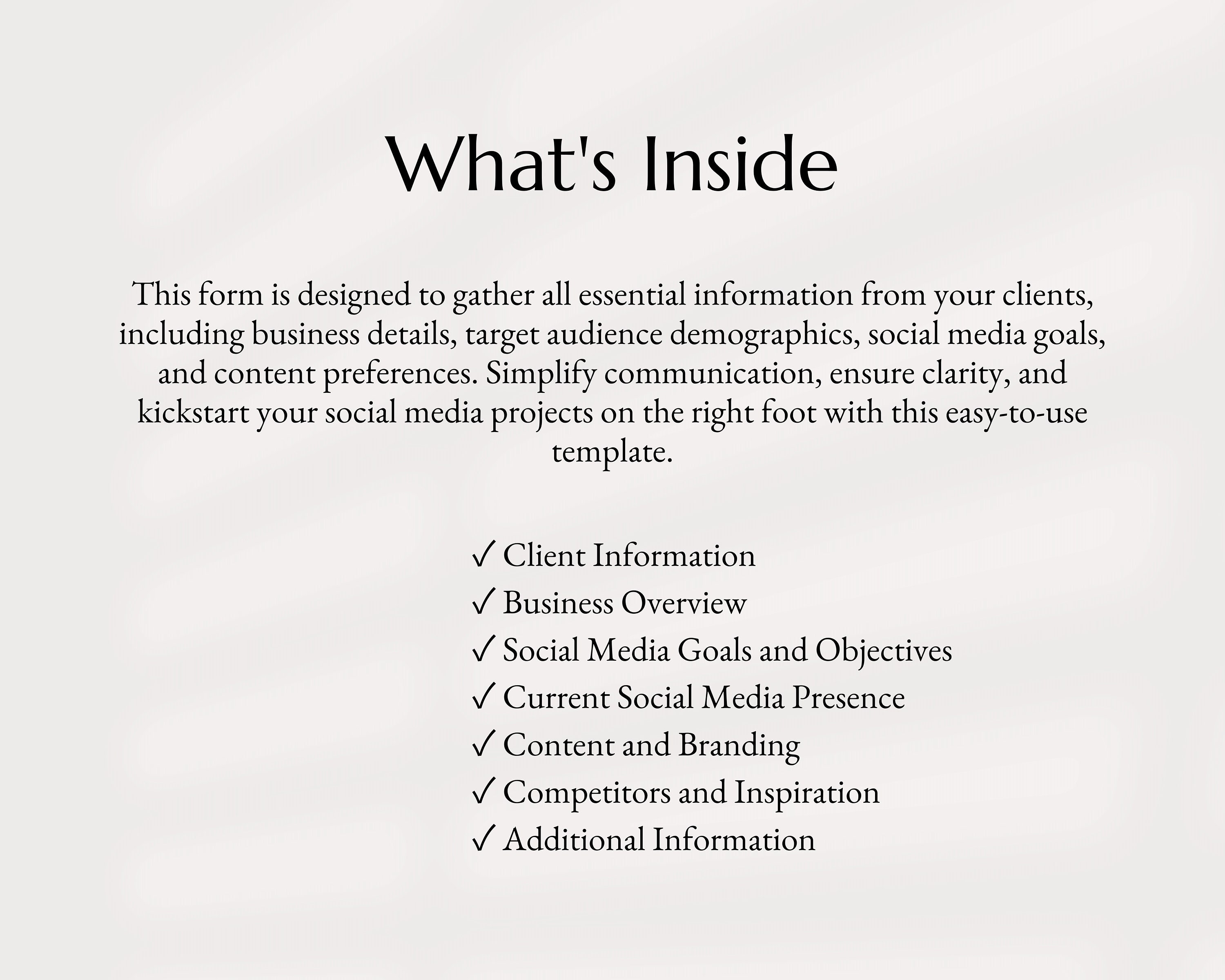 Social Media Manager Client Intake Form, Freelance Social Media Manager ...