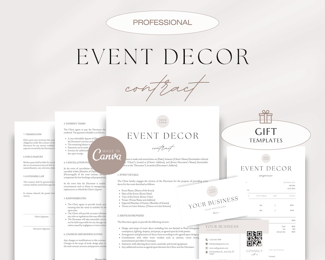 Professional Event Decor Contract, Event Decoration Agreement, Editable ...