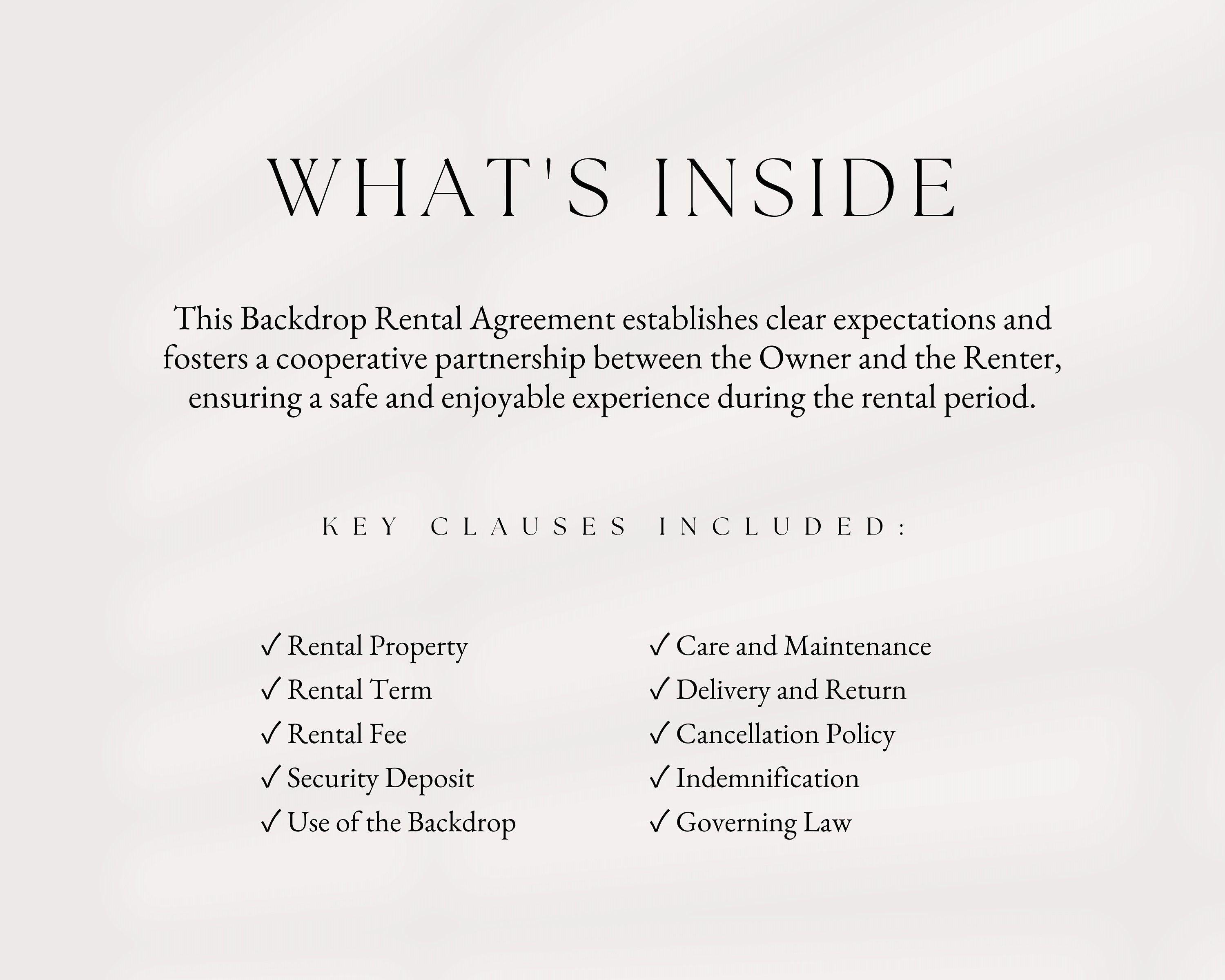 Professional Backdrop Rental Agreement, Backdrop Lease Agreement ...