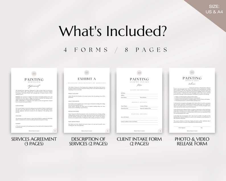 Painting Services Contract Bundle, Client Intake Form, Agreement ...