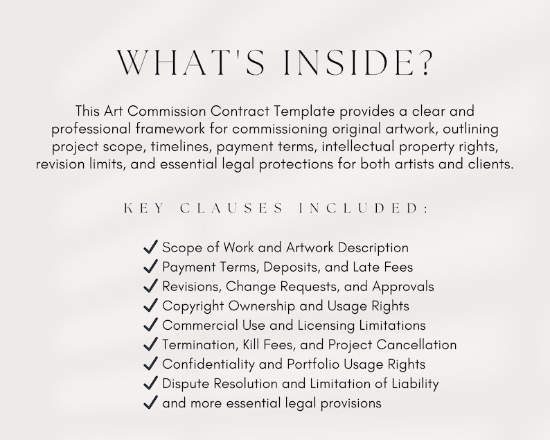 Professional Art Commission Contract Template, Artist Client Agreement ...