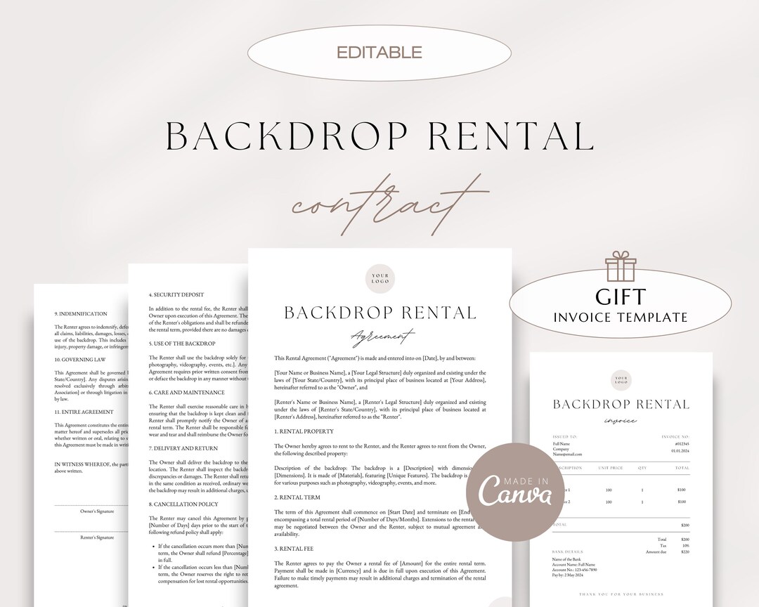 Professional Backdrop Rental Agreement, Backdrop Lease Agreement ...