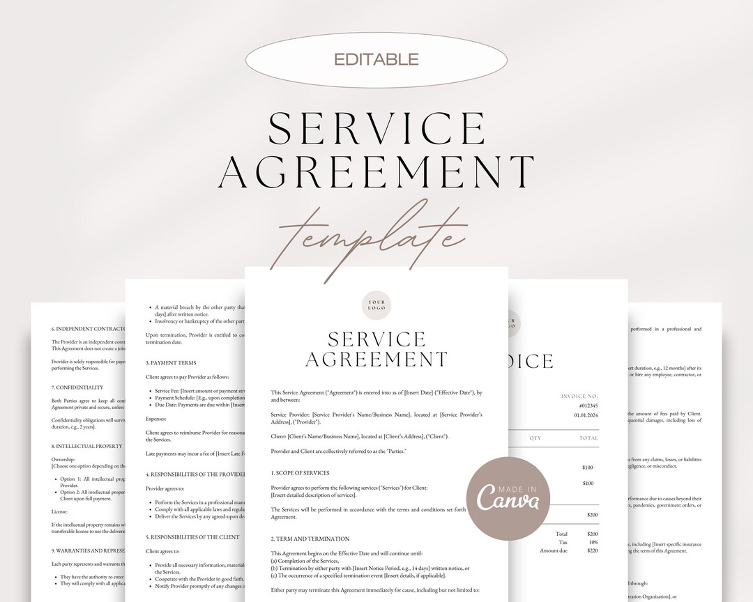 Service Agreement Template, Professional Service Contract Template ...