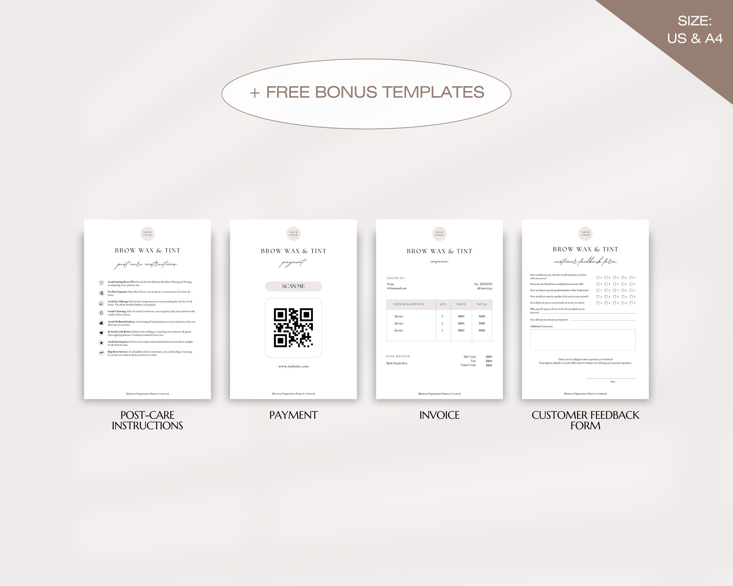 Brow Wax & Tint Forms Bundle, Brow Waxing Consultation Forms, Brow Wax ...
