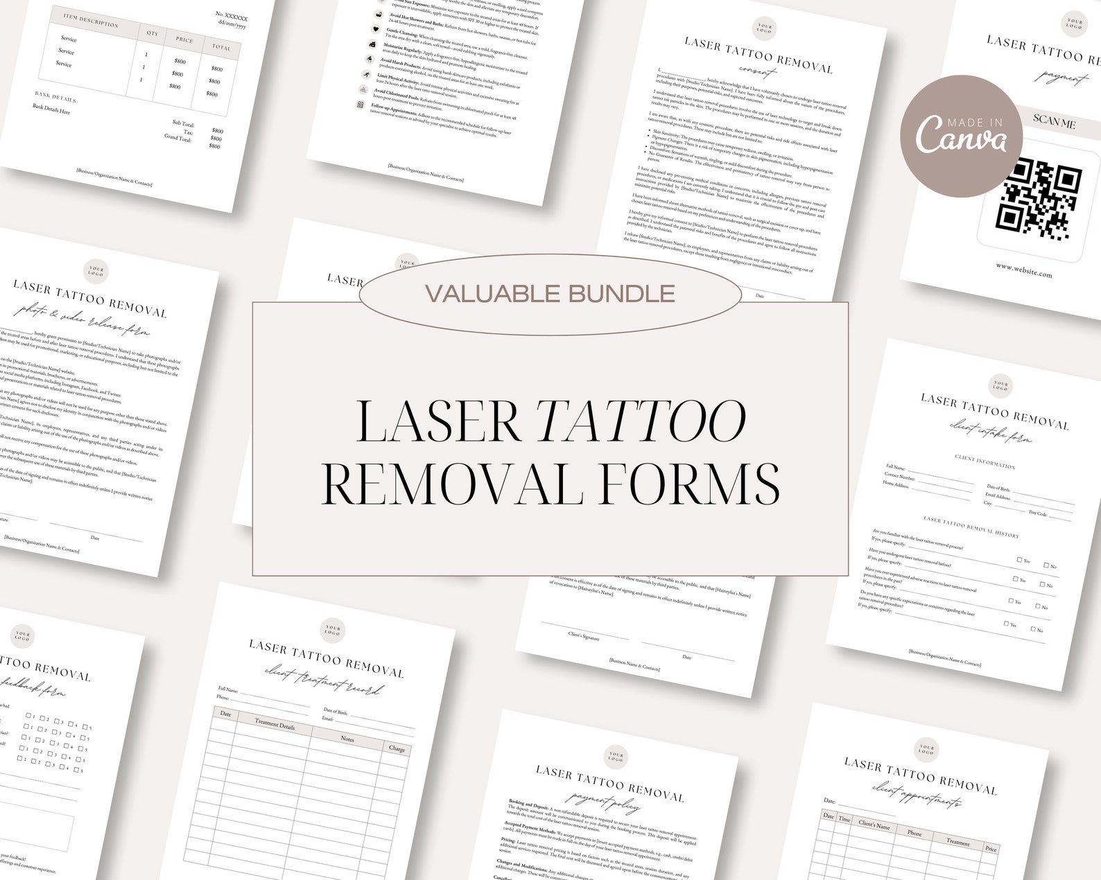 Laser Tattoo Removal Forms Bundle, Tattoo Removal Consultation Forms ...