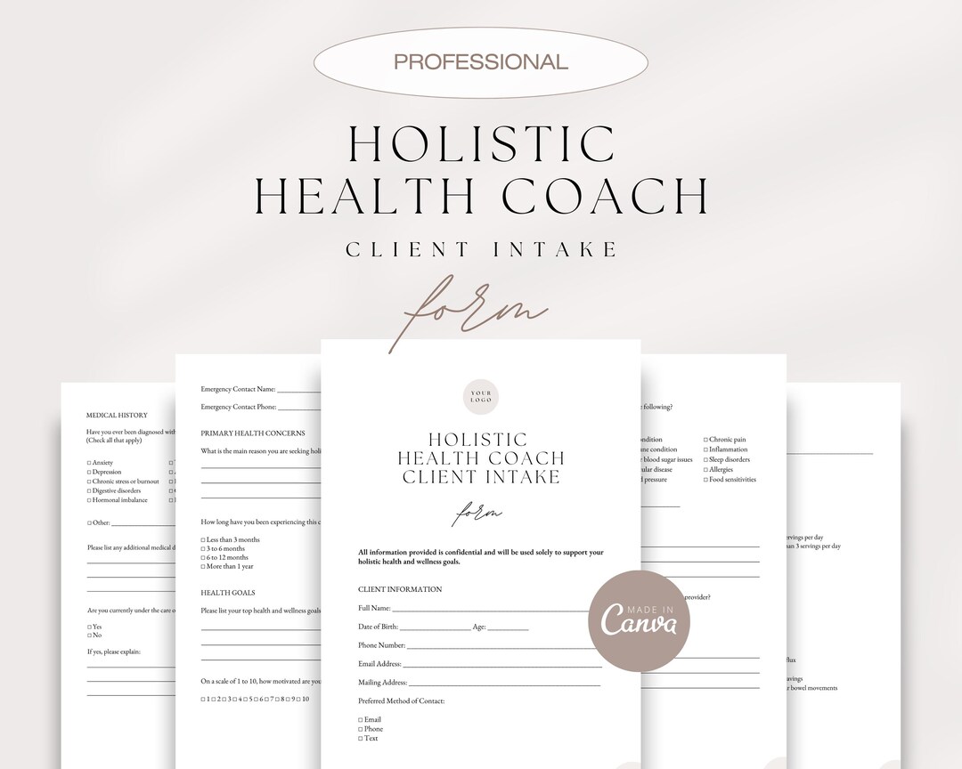 Holistic Health Coach Client Intake Form, Health Coach Onboarding ...