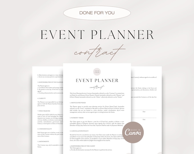 Professional Event Coordinator Contract Template Word - Customizable ...