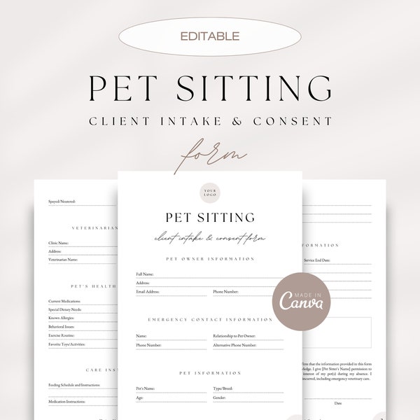 Pet Client Intake Form - Etsy