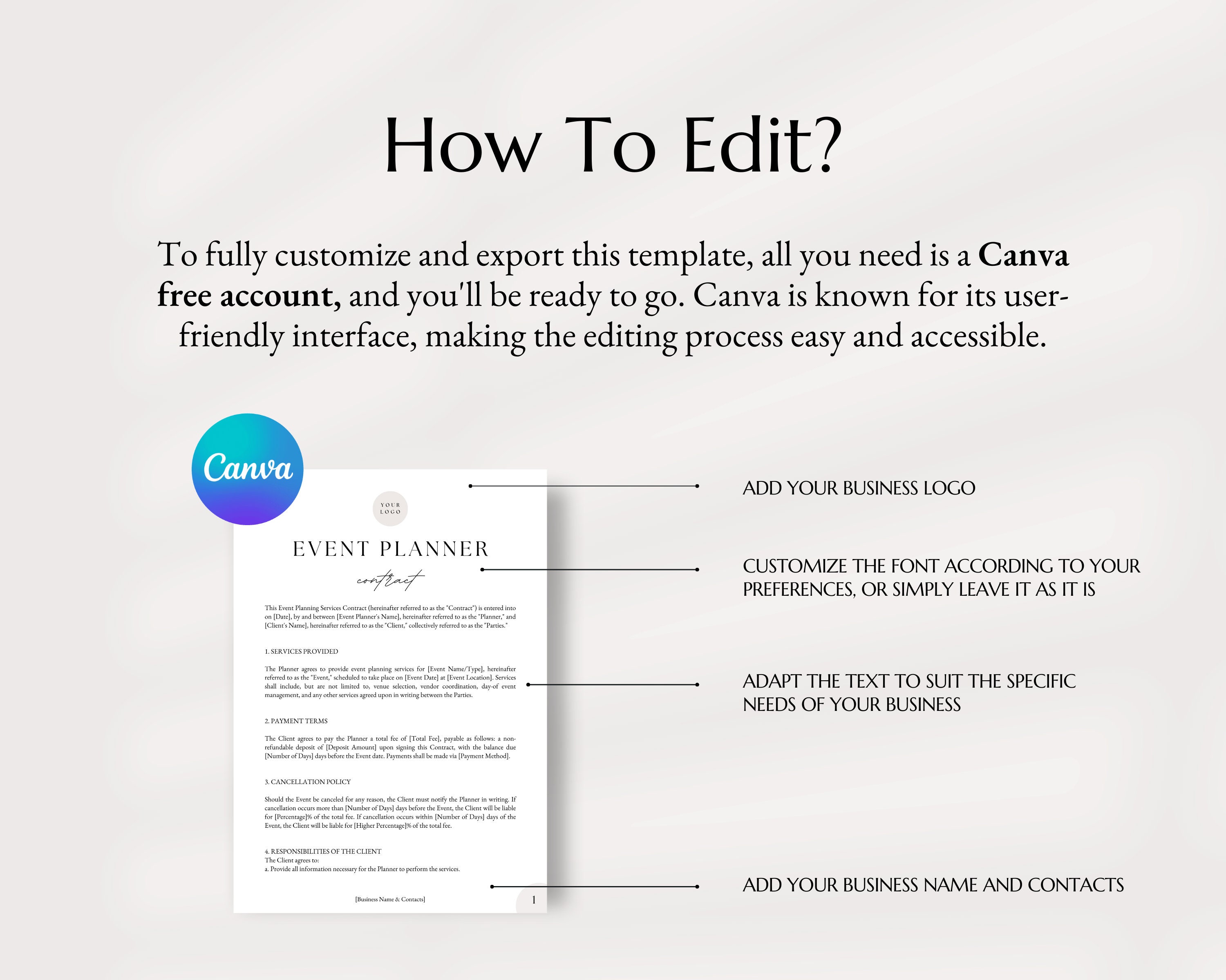 Event Planner Contract Bundle, Event Coordinator Services Agreement ...