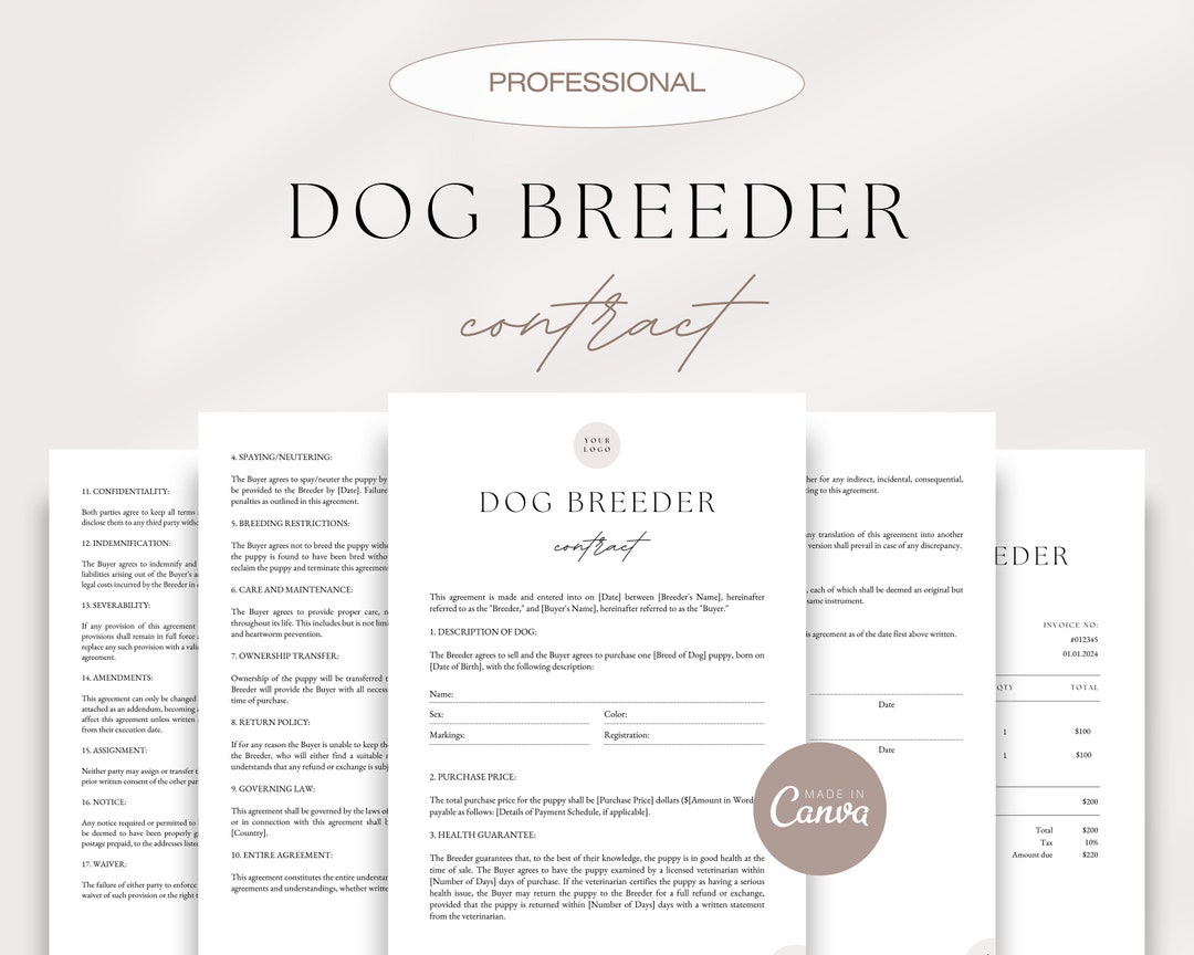 Professional Dog Breeder Contract, Puppy Contract, Pet Adoption ...