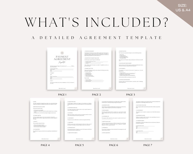 Payment Agreement Template, Client Payment Terms Contract, Invoice ...