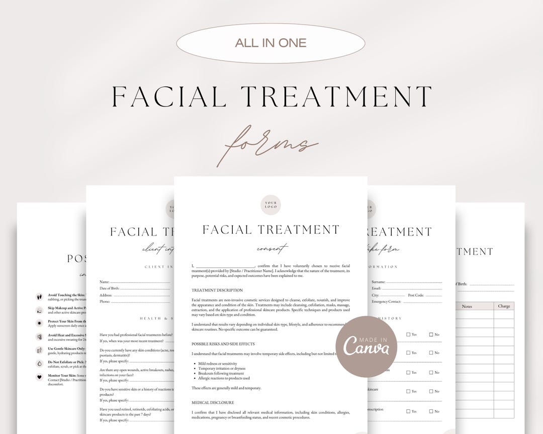 Professional Facial Treatment Client Essentials Bundle | Intake ...
