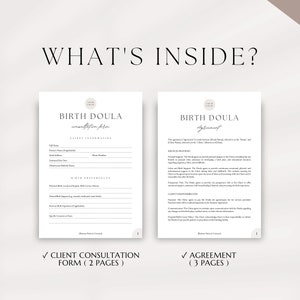 Birth Doula Forms Bundle, Doula Contract, Doula Consultation Form ...
