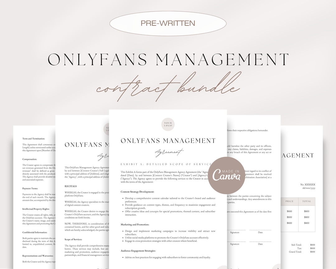 Onlyfans Contract Bundle, Onlyfans Management Agency Agreement ...