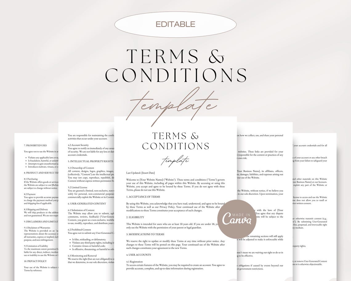 Editable Website Terms and Conditions, DFY Terms of Use, Terms of ...