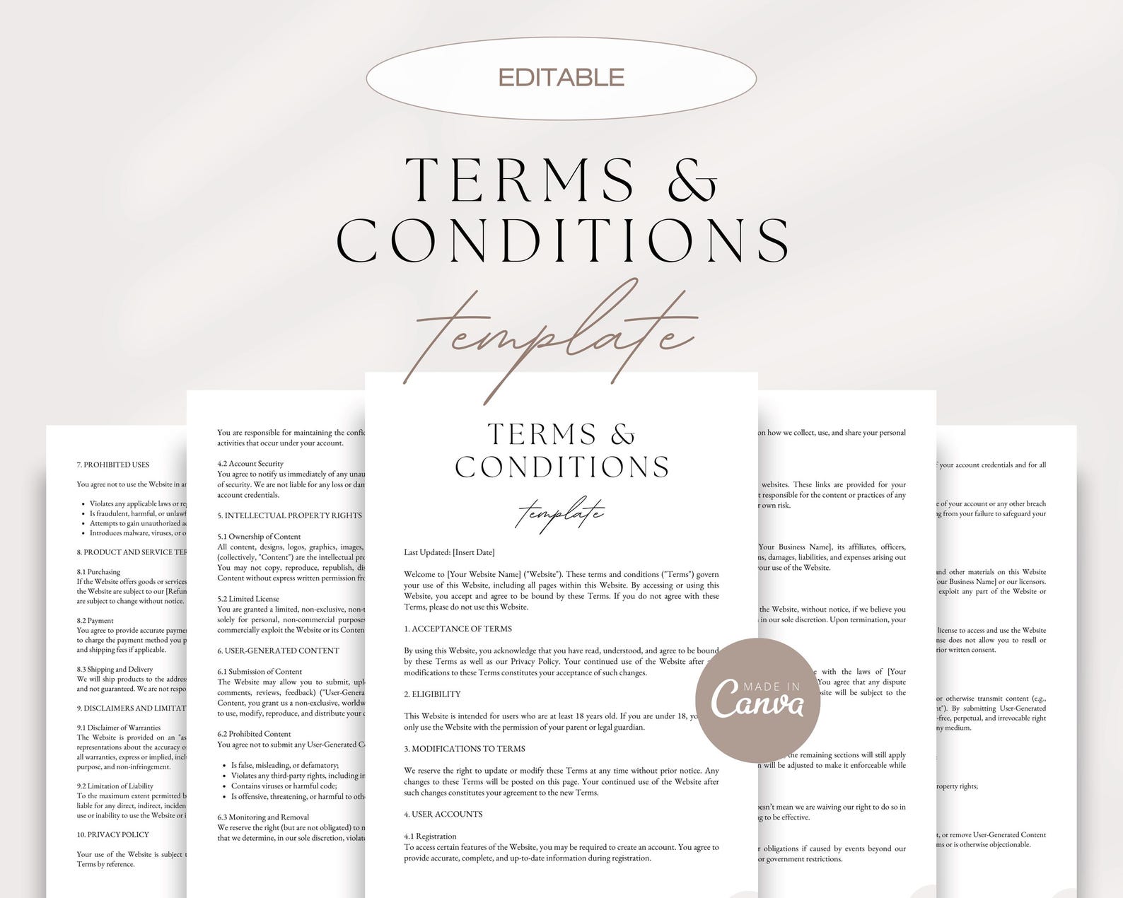 Editable Website Terms and Conditions, DFY Terms of Use, Terms of ...