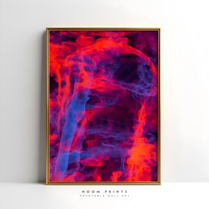 Abstract Smoke Wall Art, Infrared Body Heat Map, Infrared Poster, Smoky ...