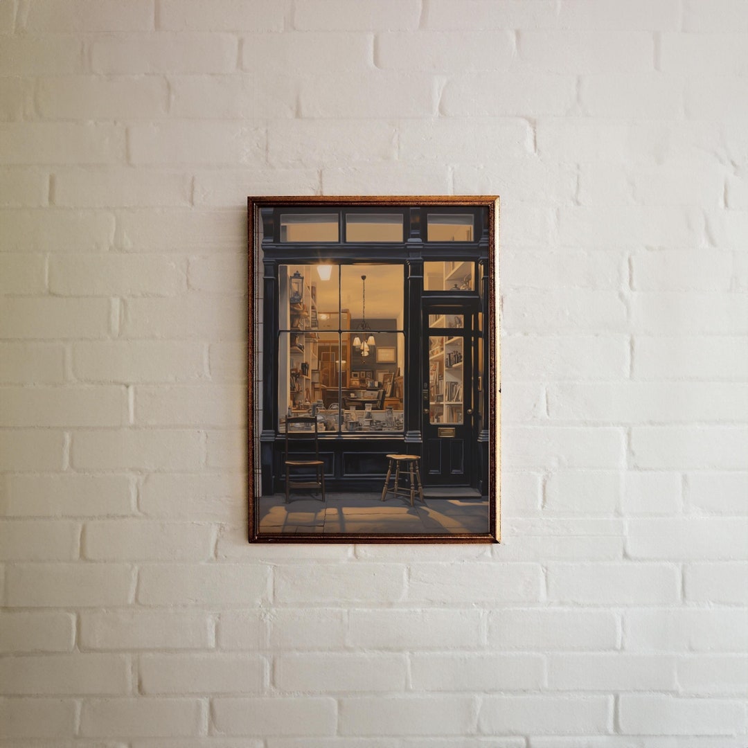 Book Shop Wall Art Shop Window Poster Antique Shop Window Wall Art ...