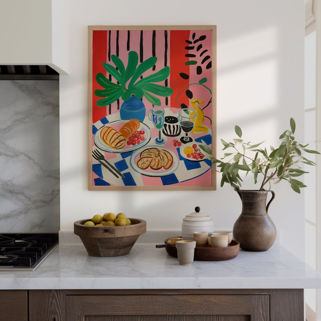 Arte imprimible de comida, pintura abstracta de cocina, póster de tapas ...