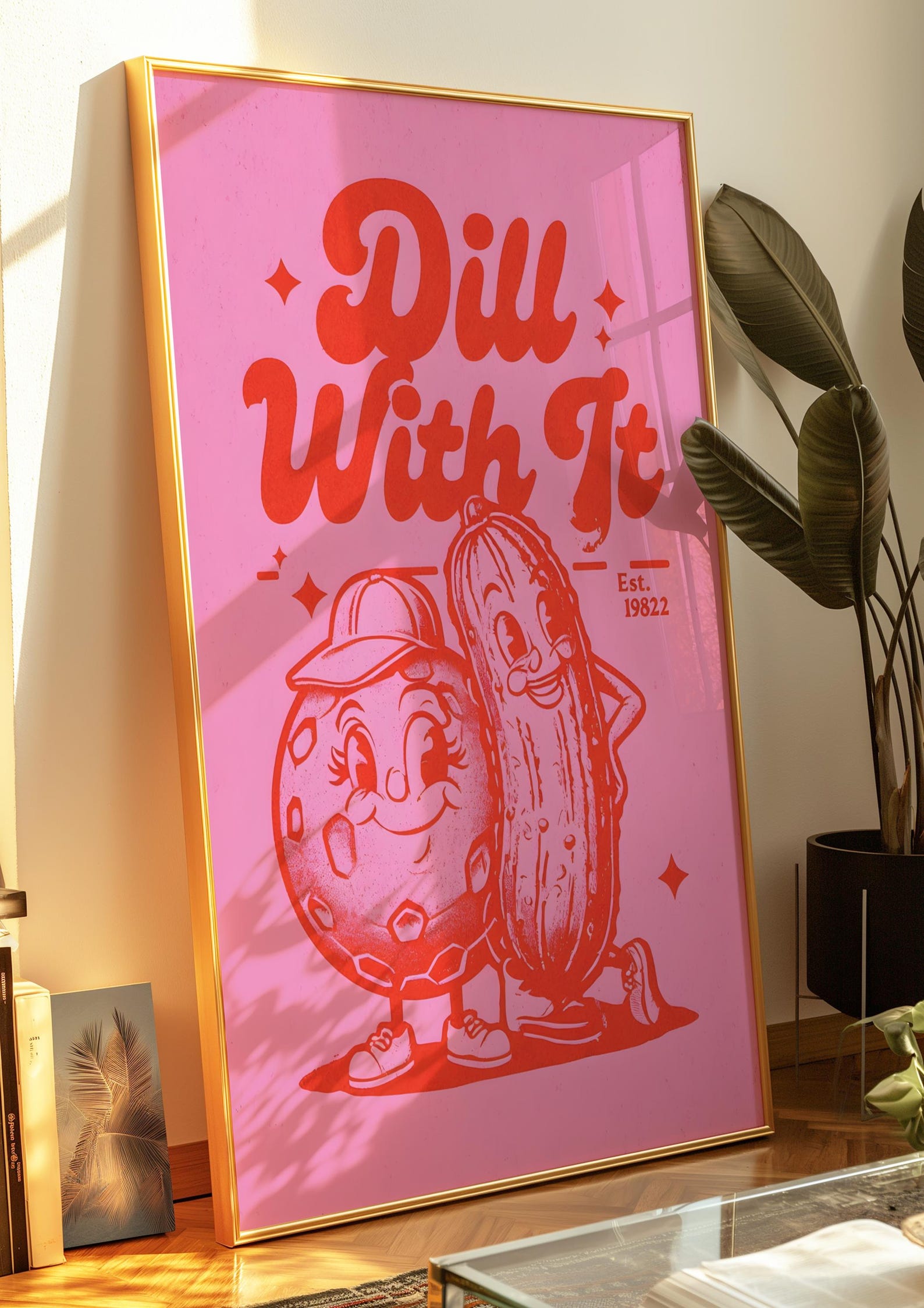 Funny Pickle Poster: Retro Pink Kitchen Art (digital Download) - Etsy